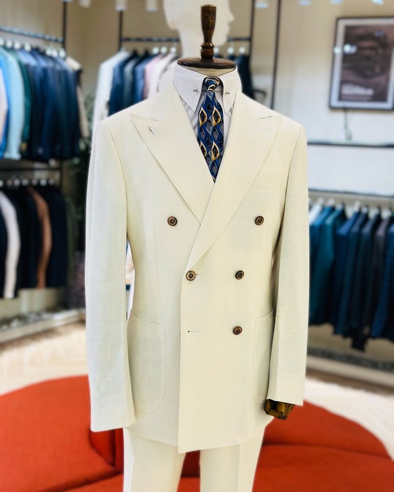 BEIGE DOUBLE BREASTED SUIT - Brand De Zeus